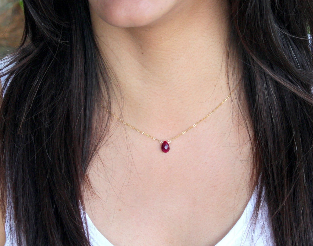 Ruby Small Pendant Necklace – Azki Jewelry