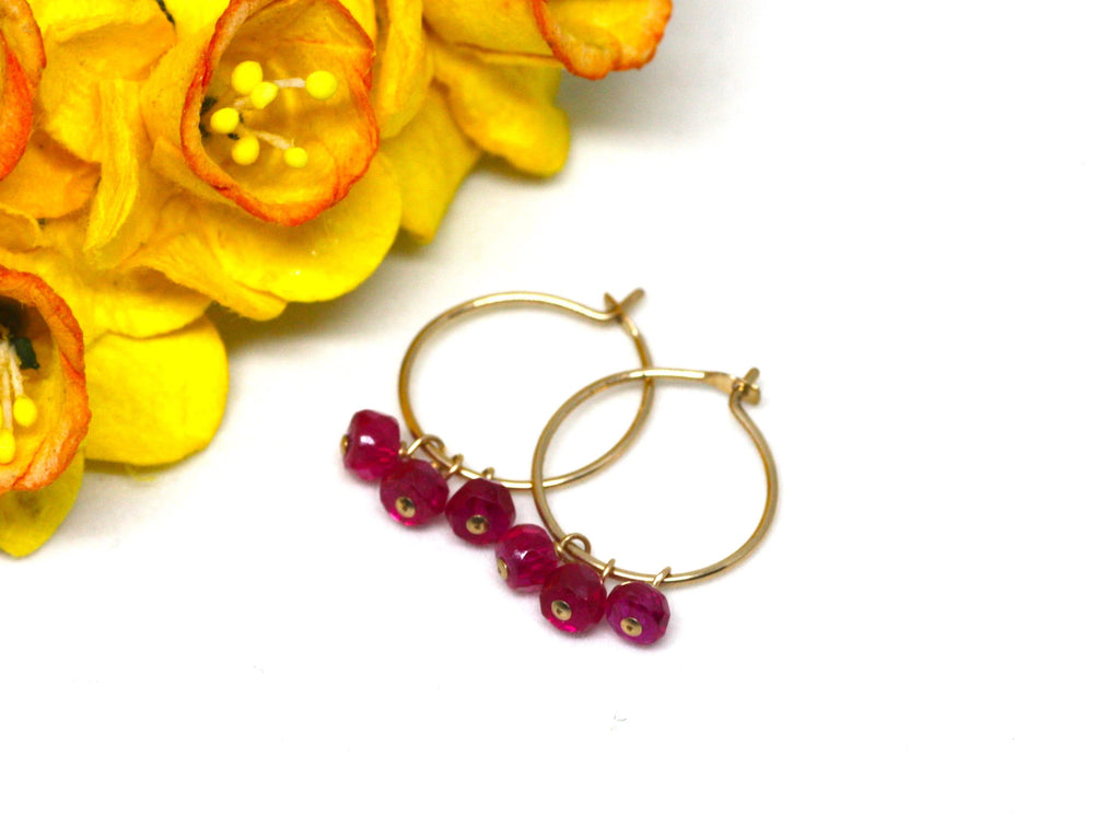 Ruby Small Hoop Earrings in Gold – Azki Jewelry